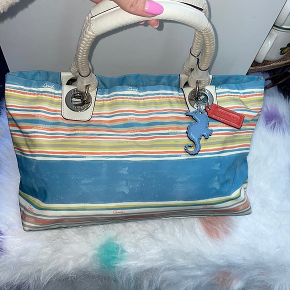 Coach | Bags | Euc Coachnautical East West Striped Shoulder Bag | Poshmark